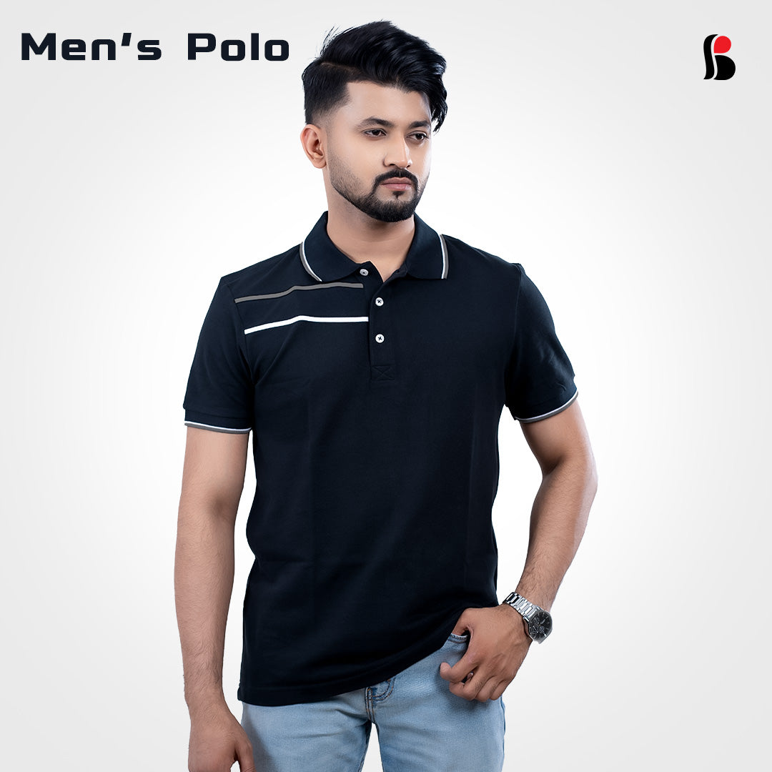 Men's Sporty Elegant PK Polo-Shirt (Black) – Buruj